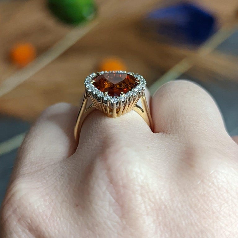 1964 Felger Inc. Citrine Diamond 14 Karat Two-Tone Gold Heart Halo Ring ...