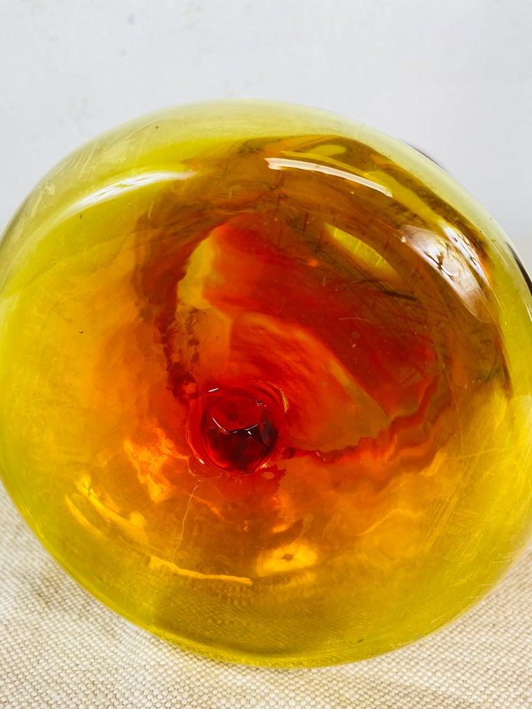 1965 Blenko Hand Blown Vase Bottle by Wayne Husted For Sale at 1stDibs