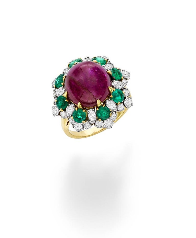1965 Bulgari Ruby Emerald Diamond Gold Dolce Vita Ring at 1stDibs ...