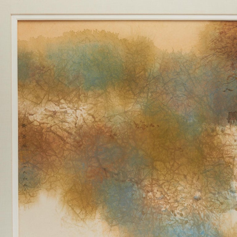 1965, Framed Winter Scene Watercolor and Gouache on Masa Paper ...