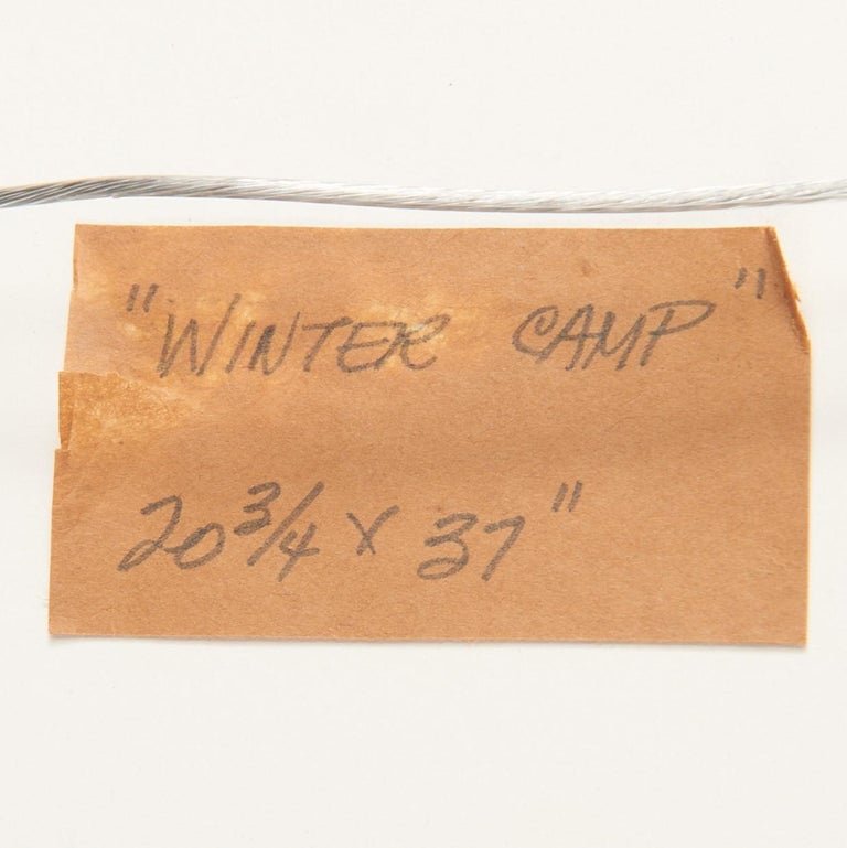 1965, Framed Winter Scene Watercolor and Gouache on Masa Paper ...