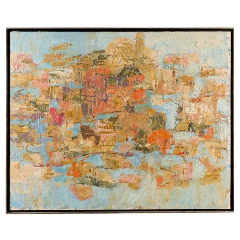 1965 "Memory of Venice" Howard Baer Abstract Collage Oil Painting ...