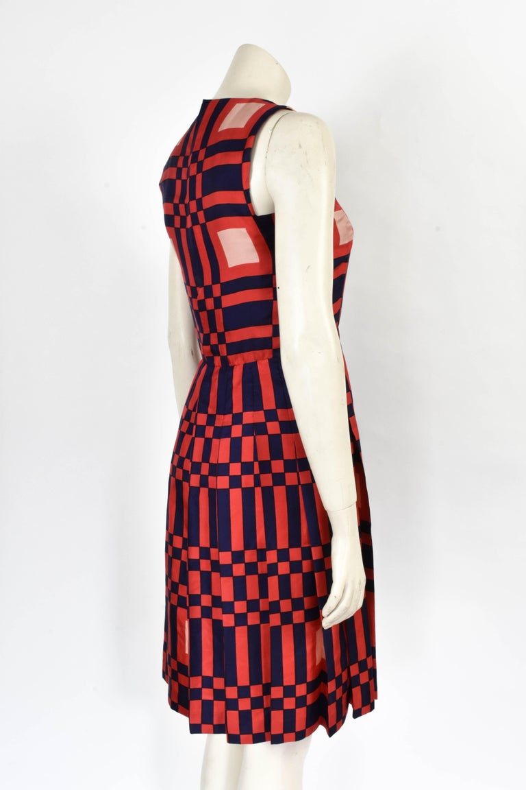 FINAL SALE 1966 Philippe Venet Haute Couture Silk Geometric Dress ...