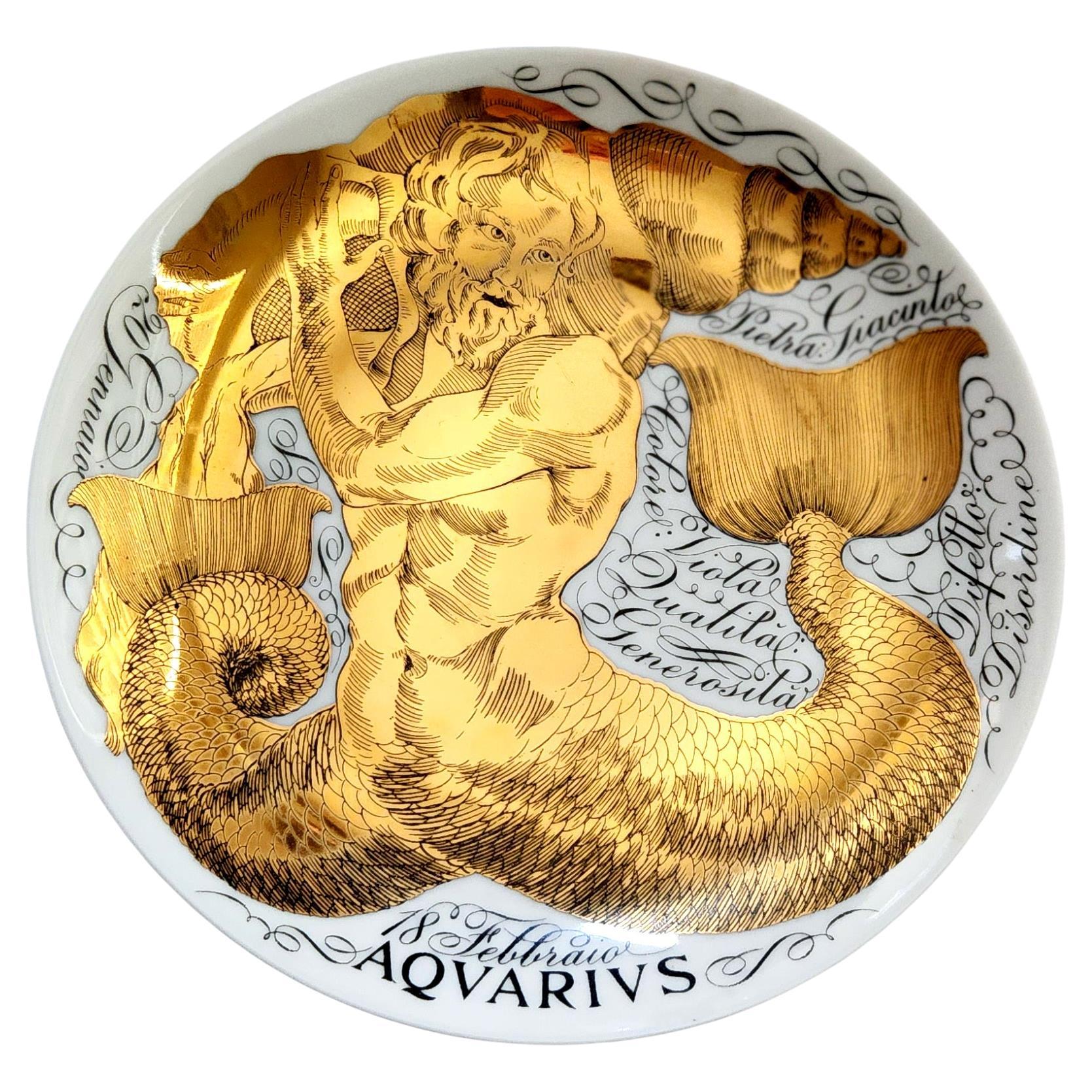 1970 Piero Fornasetti "Libra" Zodiac Porcelain Plate Made for Corisia ...