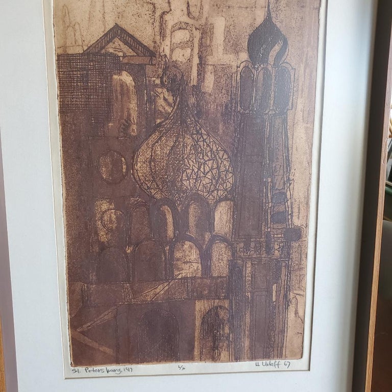 1967 Etching Titled, Dated, Signed Number "St. Petersburg" #6/6 Artist ...