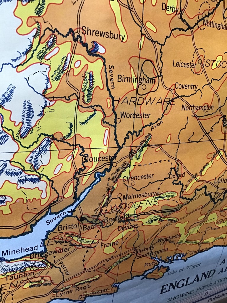 1967 School Map of England at 1stDibs