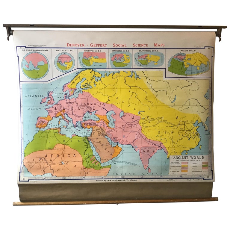 1968 Ancient World School Map at 1stDibs | world map 1968