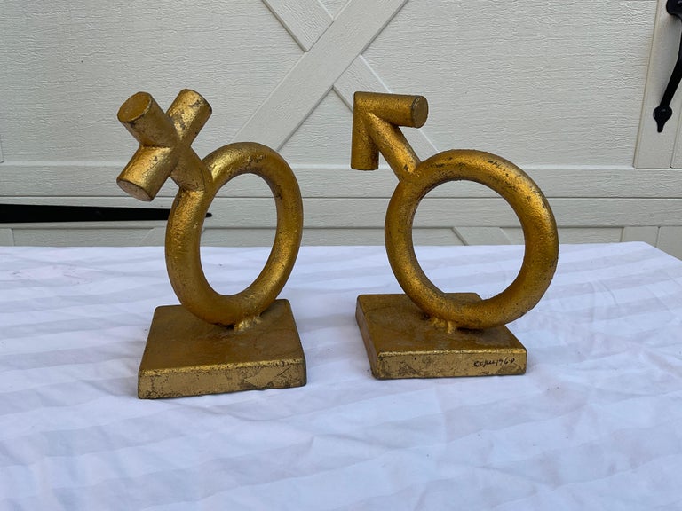 1968 Curtis Jere Male and Female Bookends, a Pair For Sale at 1stDibs