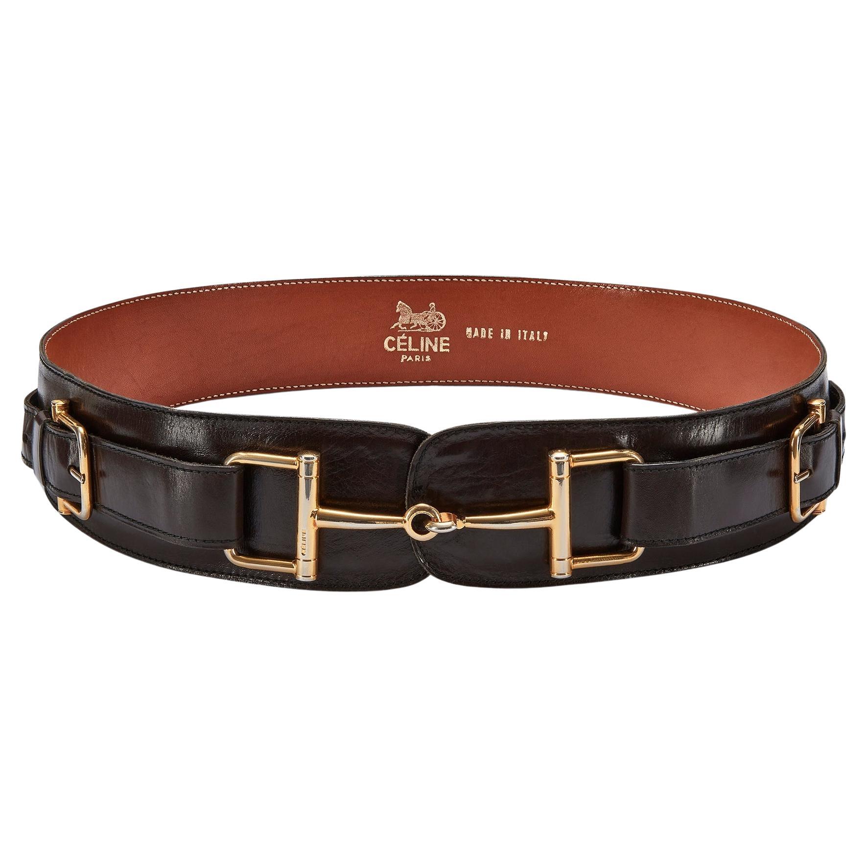 1968 Documented Celine Dark Brown Horse Bit Belt with Box For Sale at ...