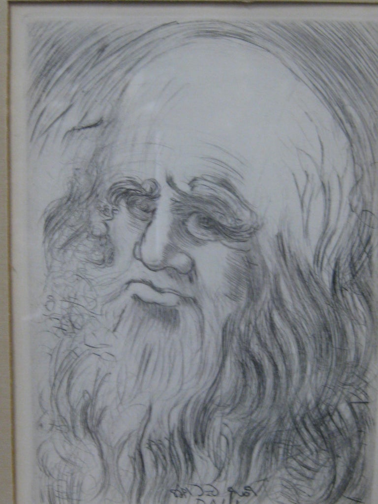 1968, Salvador Dali Leonardo Da Vinci Artist Portrait Original Etching ...