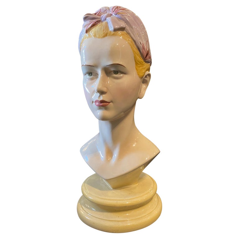 1968 Mid-Century Modern Ceramic Italian Bust of a Woman by Ronzan at ...