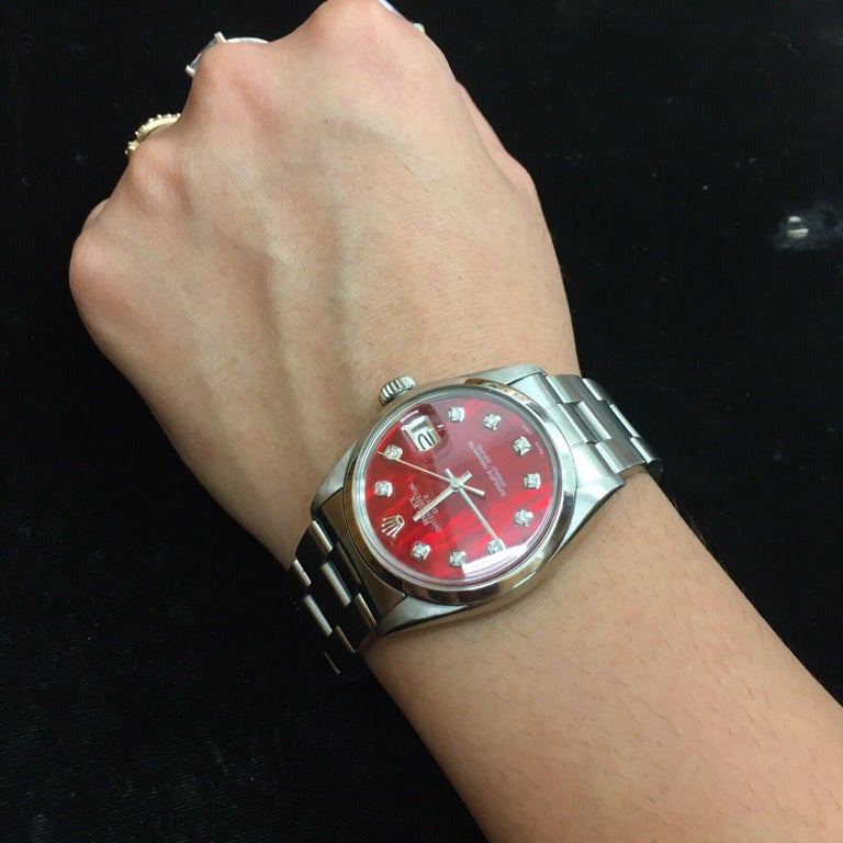 1969 Rolex 1500 Stainless Date Neiman Marcus Red Dial Automatic Watch ...