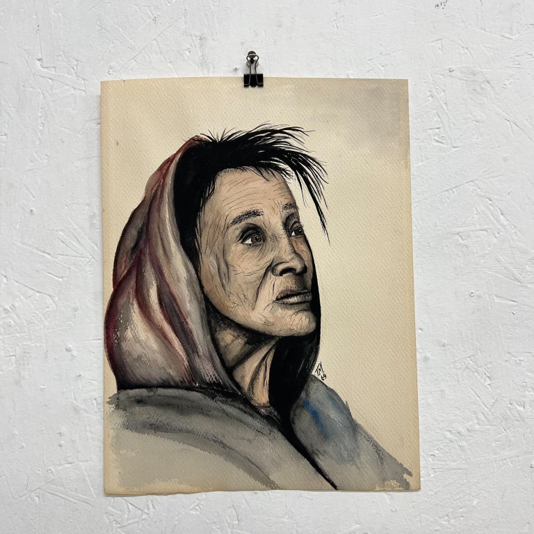 1969 Vintage Western Mother Meona Ink Art Drawing by Terry Morley For ...