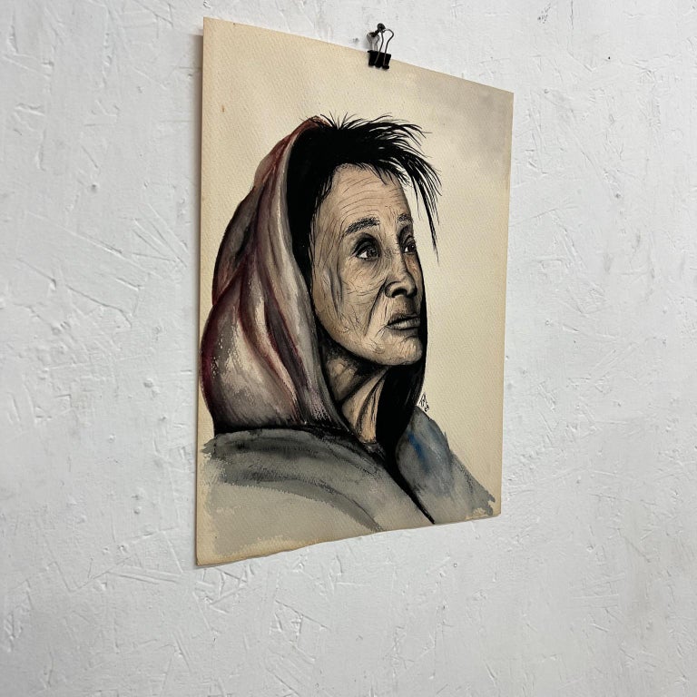 1969 Vintage Western Mother Meona Ink Art Drawing by Terry Morley For ...