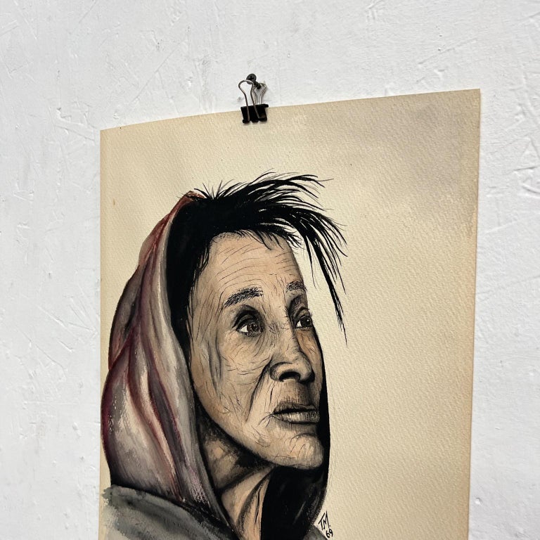 1969 Vintage Western Mother Meona Ink Art Drawing by Terry Morley For ...