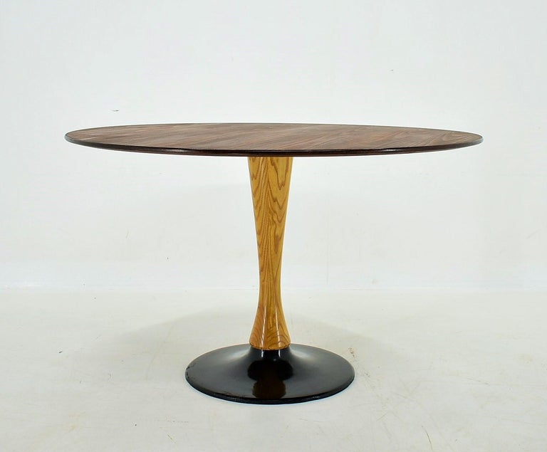 1969s Beech Round Dining Table, Czechoslovakia For Sale at 1stDibs