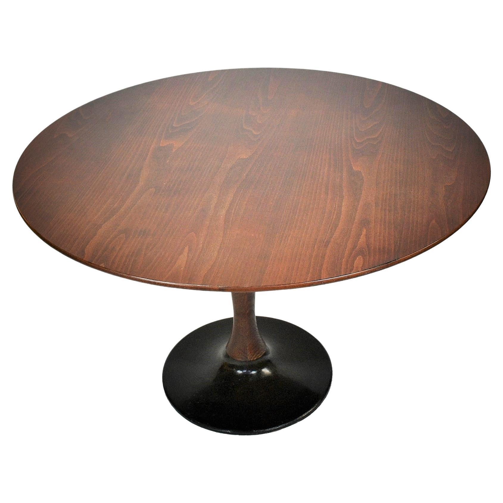 1970s Beech Round Dining Table, Czechoslovakia at 1stDibs