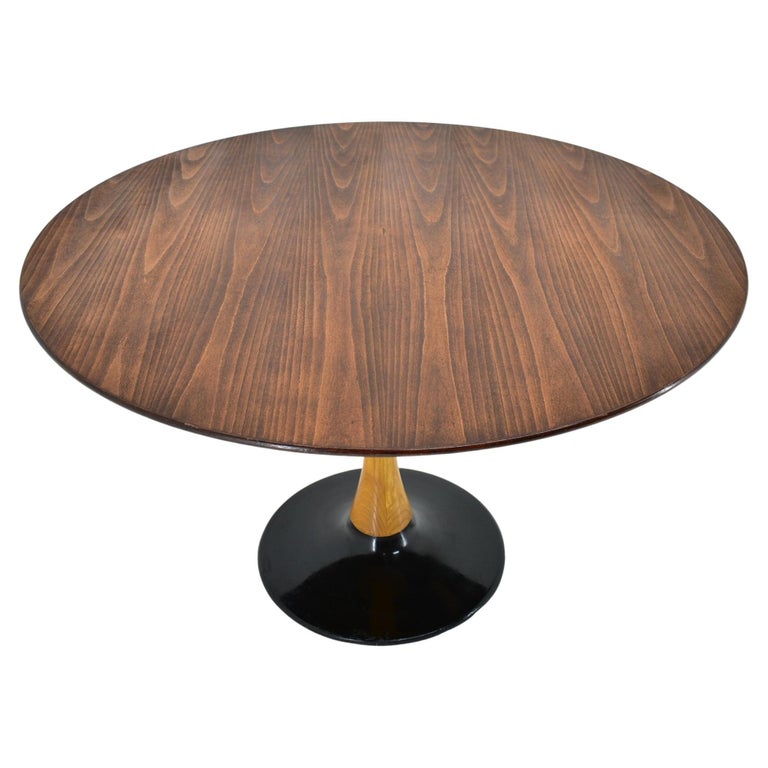 1969s Beech Round Dining Table, Czechoslovakia For Sale at 1stDibs