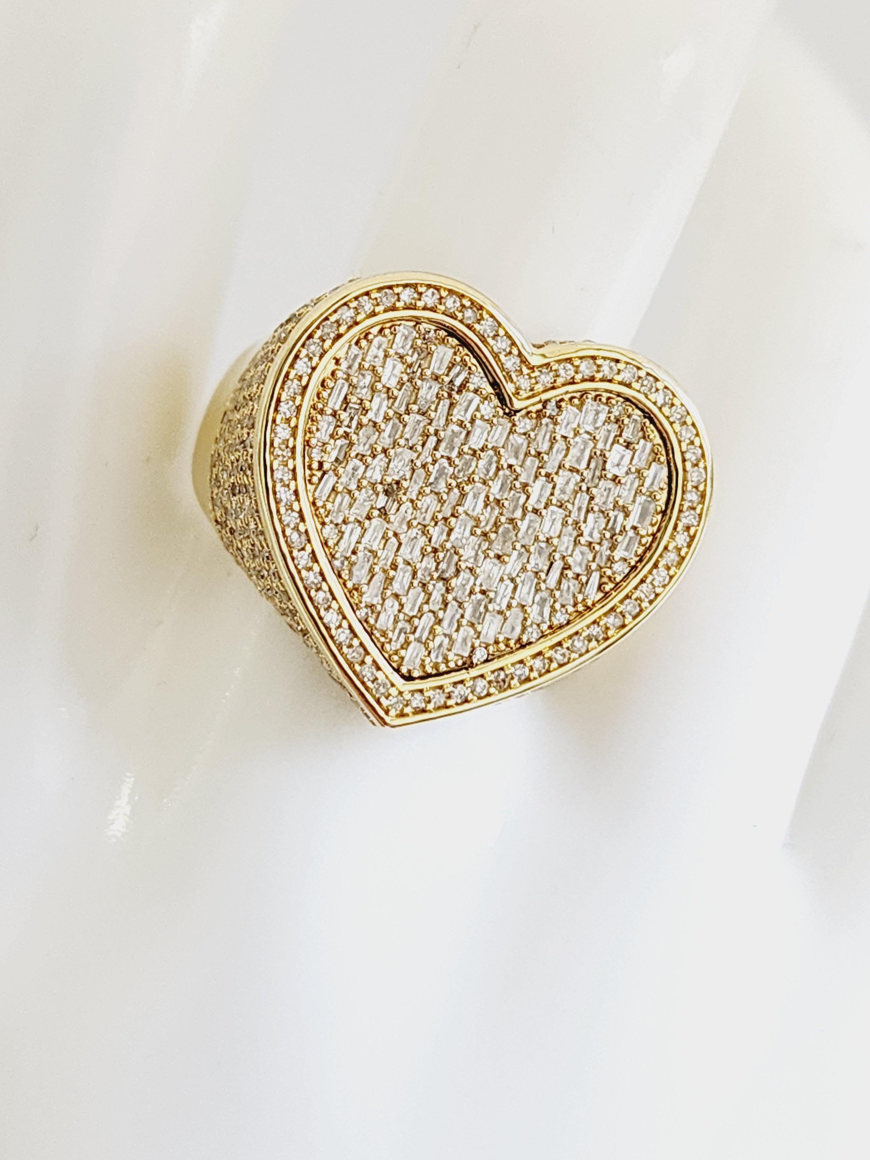 1.97 Carat Natural Diamond 14 Karat Yellow Gold Heart Shape Ring For ...
