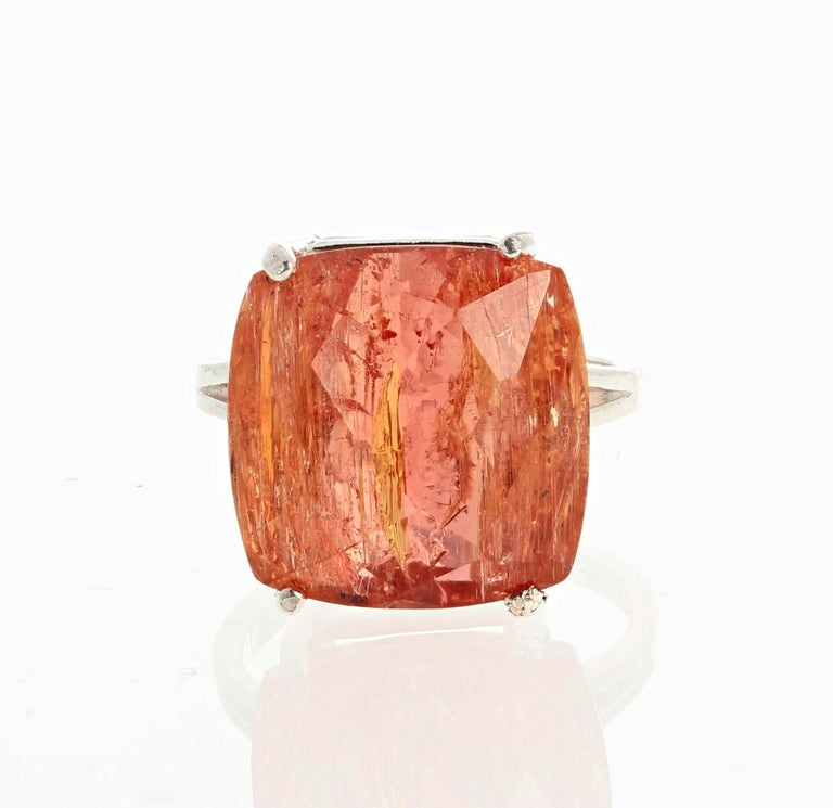 19.7 Carat Natural Imperial Brazilian Topaz Sterling Silver Ring at 1stDibs