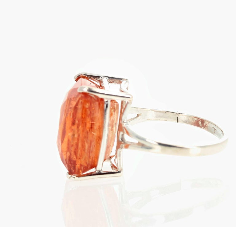 19.7 Carat Natural Imperial Brazilian Topaz Sterling Silver Ring at 1stDibs