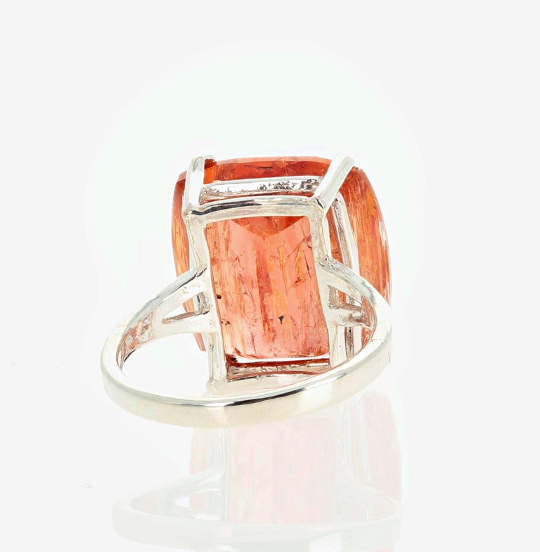 19.7 Carat Natural Imperial Brazilian Topaz Sterling Silver Ring at 1stDibs