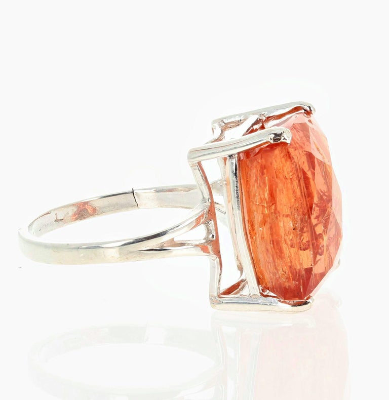19.7 Carat Natural Imperial Brazilian Topaz Sterling Silver Ring at 1stDibs