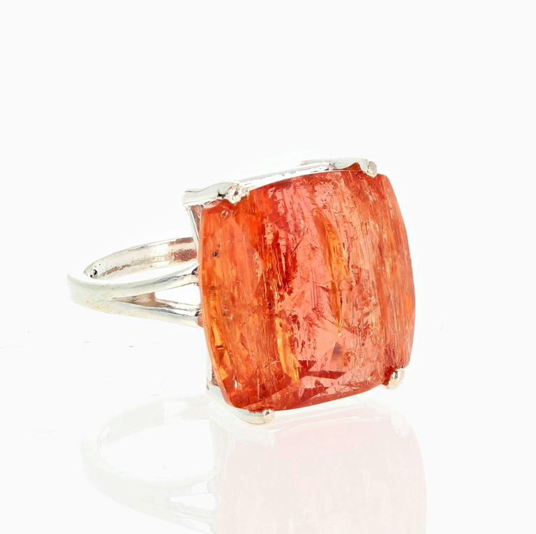 19.7 Carat Natural Imperial Brazilian Topaz Sterling Silver Ring at 1stDibs