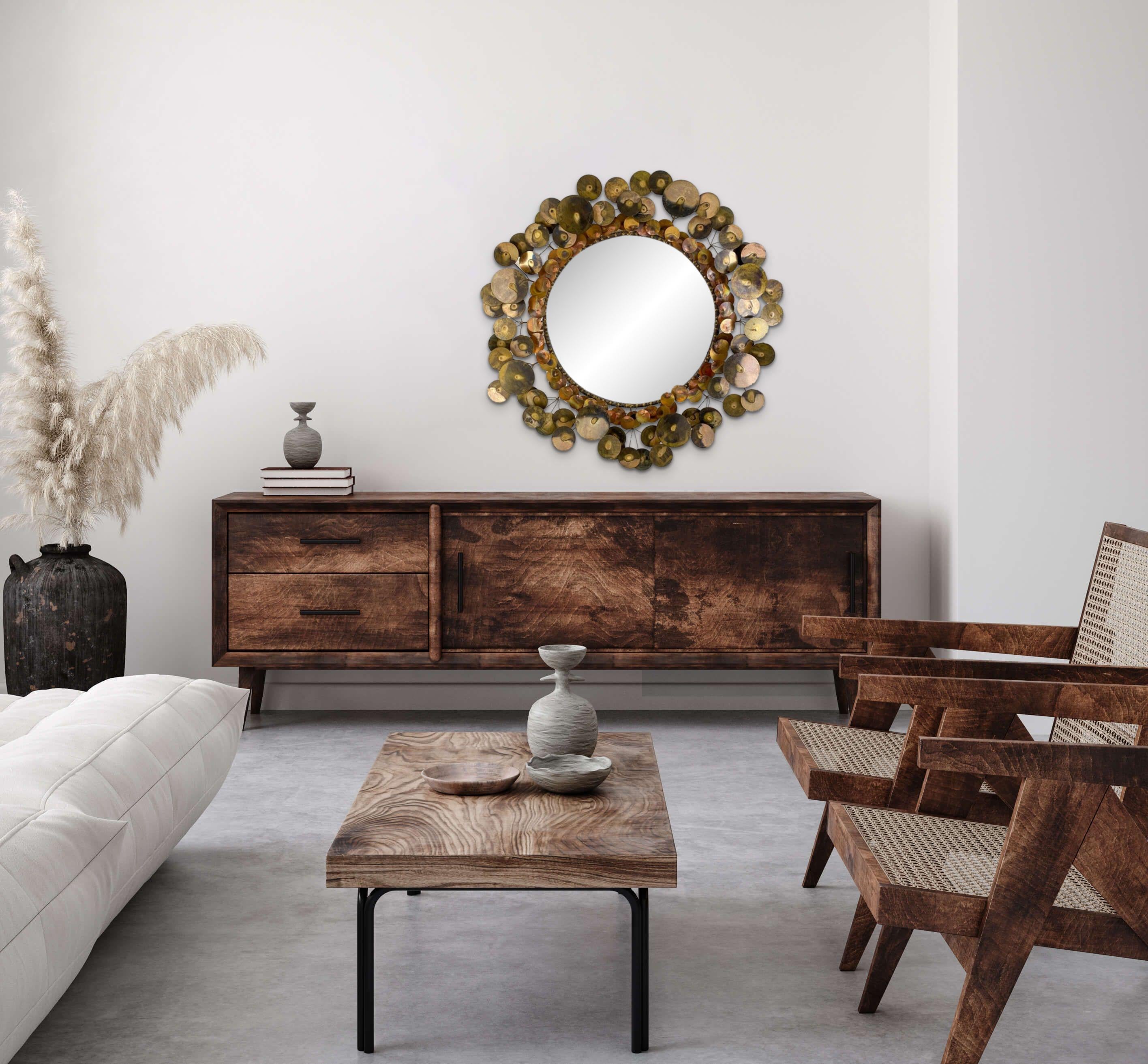 1970 Brass and Copper Raindrop Mirror by Curtis Jere - Signed For Sale ...