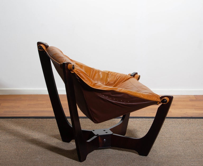 1970, Camel / Cognac Leather Lounge Chair by Odd Knutsen for ...