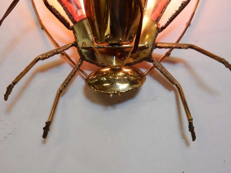 1970 Gilded Bronze Wall Lamp Cicada Style Duval Brasseur or IFaure ...