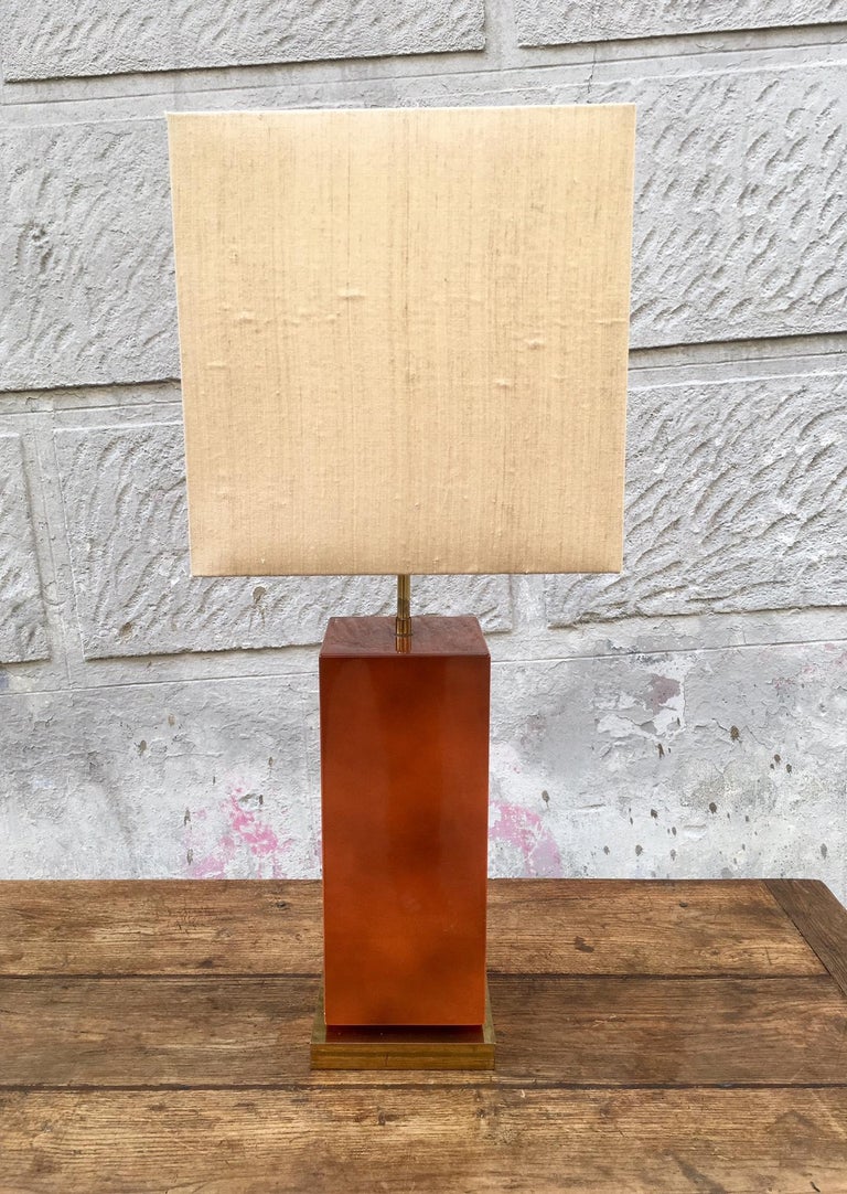 1970 Lacquered and Brass Table Lamp JC Mahey Style For Sale at 1stDibs