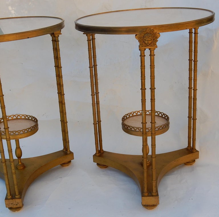 1970' Pair of French Guéridons in the Style of Adam Weisweiler Signed ...