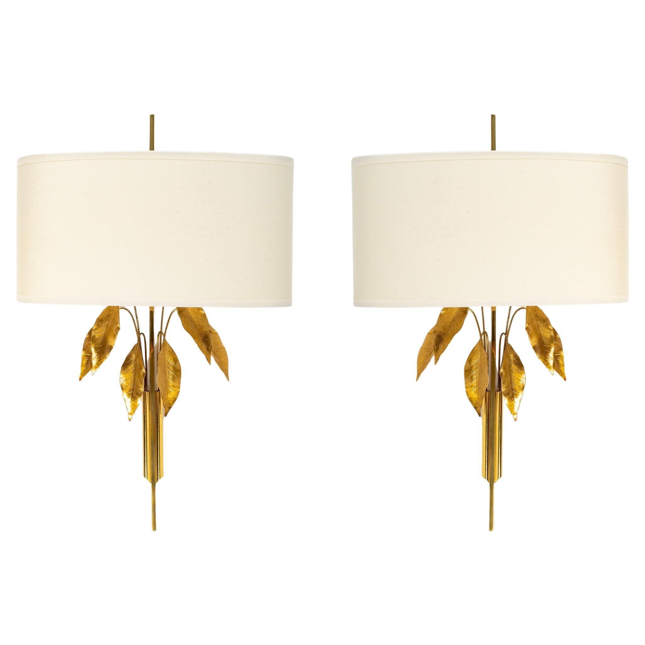 1960's Pair of Bronze Sconces by Maison Charles For Sale at 1stDibs