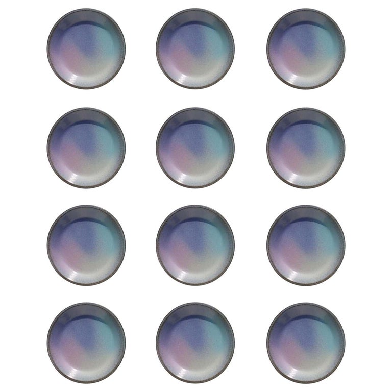 1970 Pino Castagna Italian Ceramic Set of 12 Plates For Sale at 1stDibs