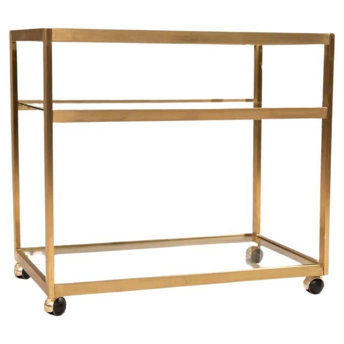 1970 Romeo Rega Brass and Extra-Clear Glass Cart For Sale at 1stDibs