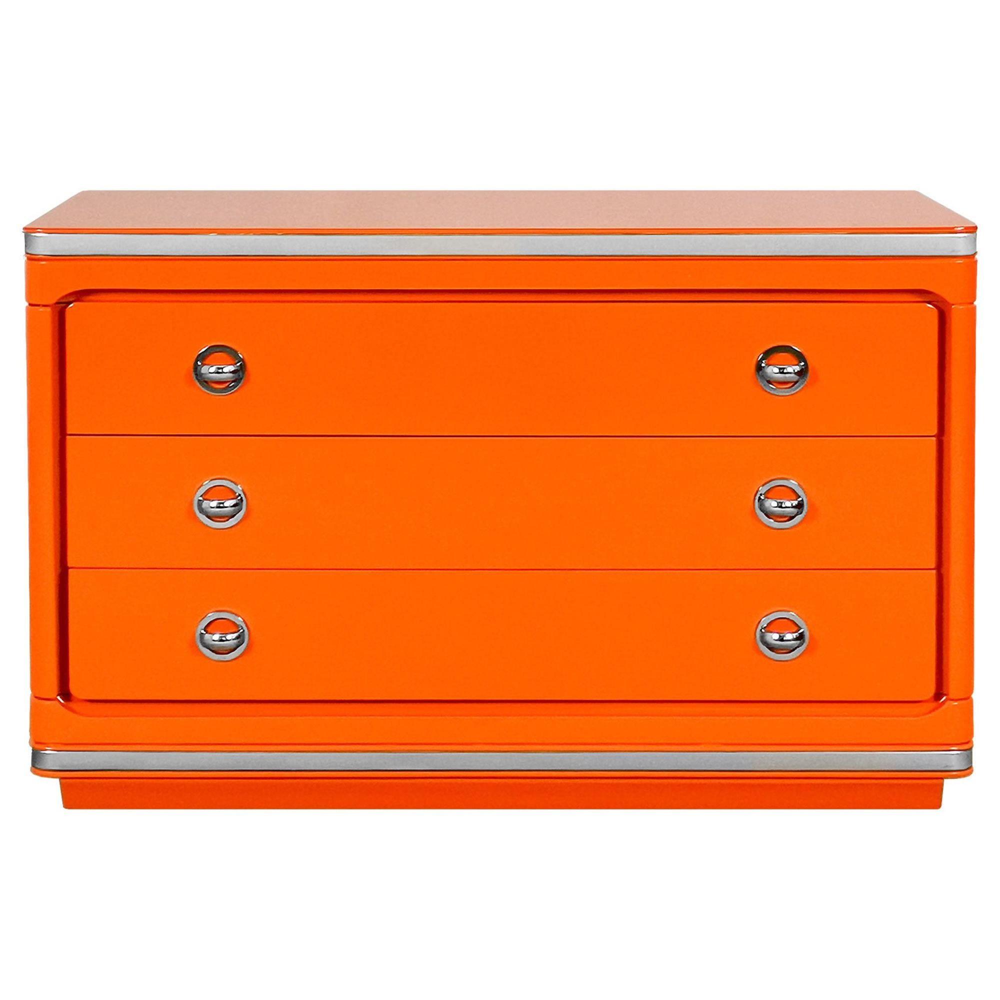 Chest of Drawers "Losange" in Orange Tinted Sycomore Open is Tow ...