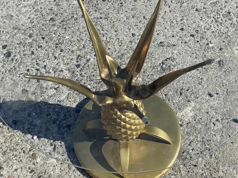 1970s French Pineapple Side Table in Brass, Hollywood Regency For Sale at 1stDibs