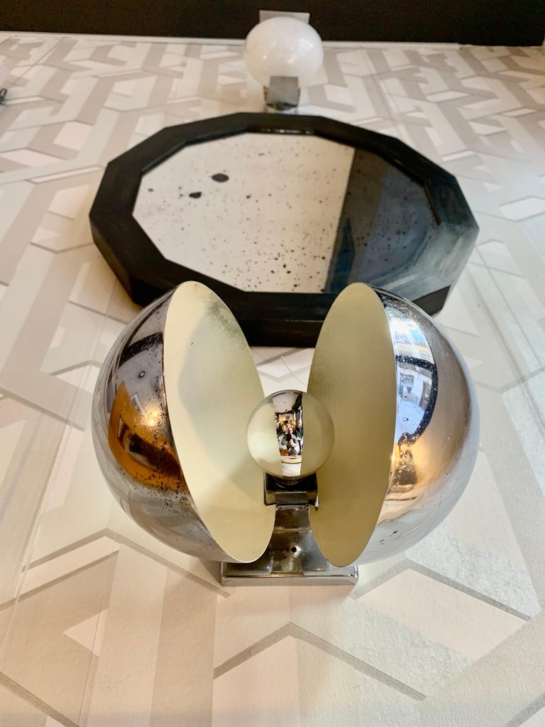 1970s Pair Space Age Ball Chrome and Lacquered Metal Wall Sconces For ...