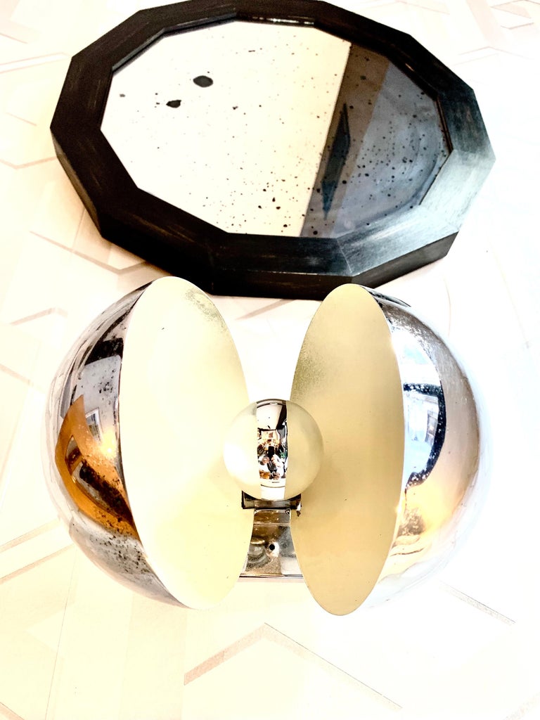 1970s Pair Space Age Ball Chrome and Lacquered Metal Wall Sconces For ...