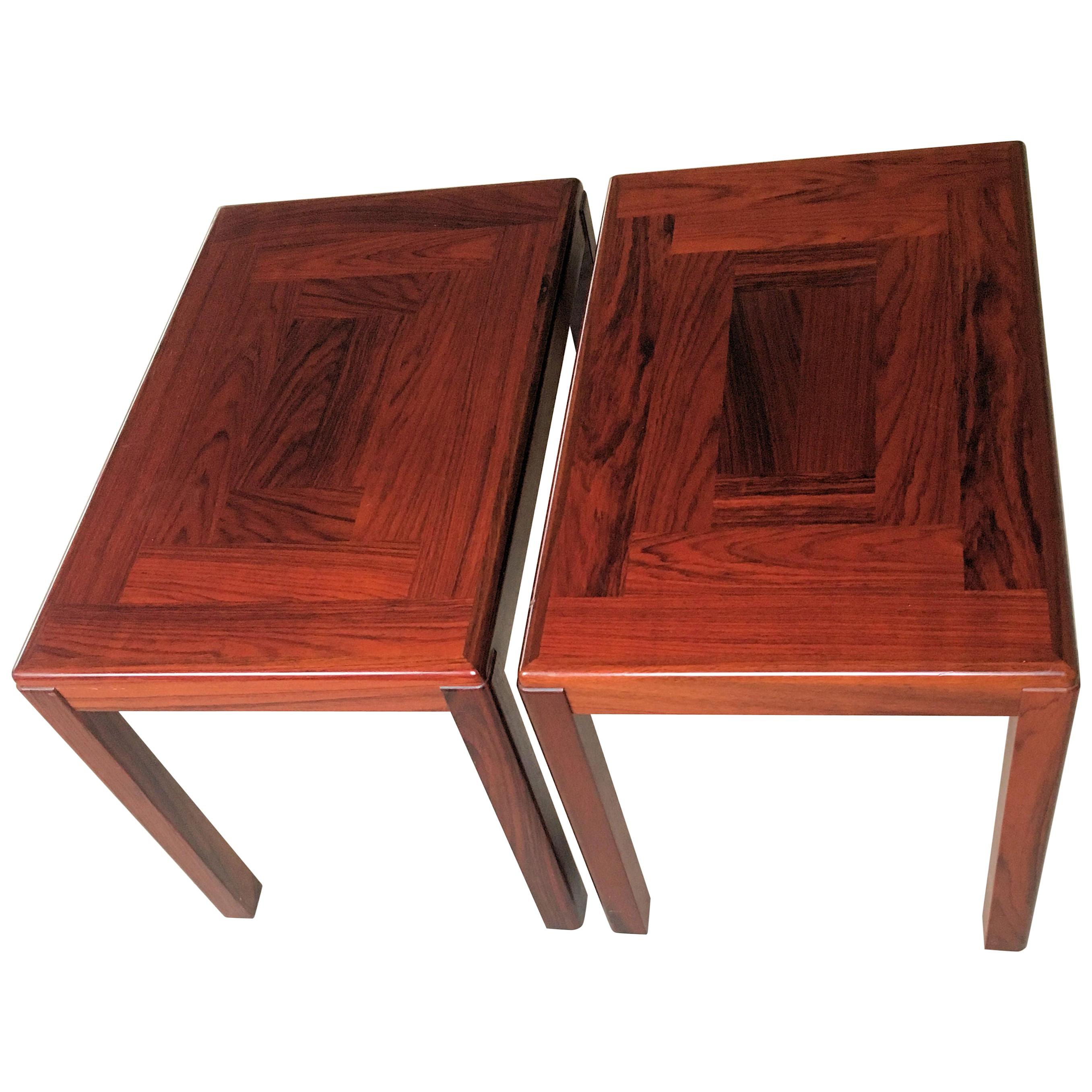 1970s Set of Two Restored Danish Sidetables in Mahogany by Vejle Stole ...