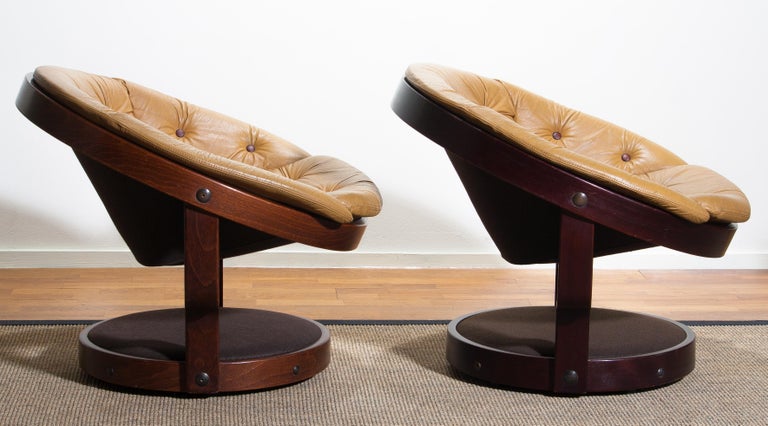1970 Two Scandinavian Circle Shaped Swivel Chair by Oddmund Vad in ...