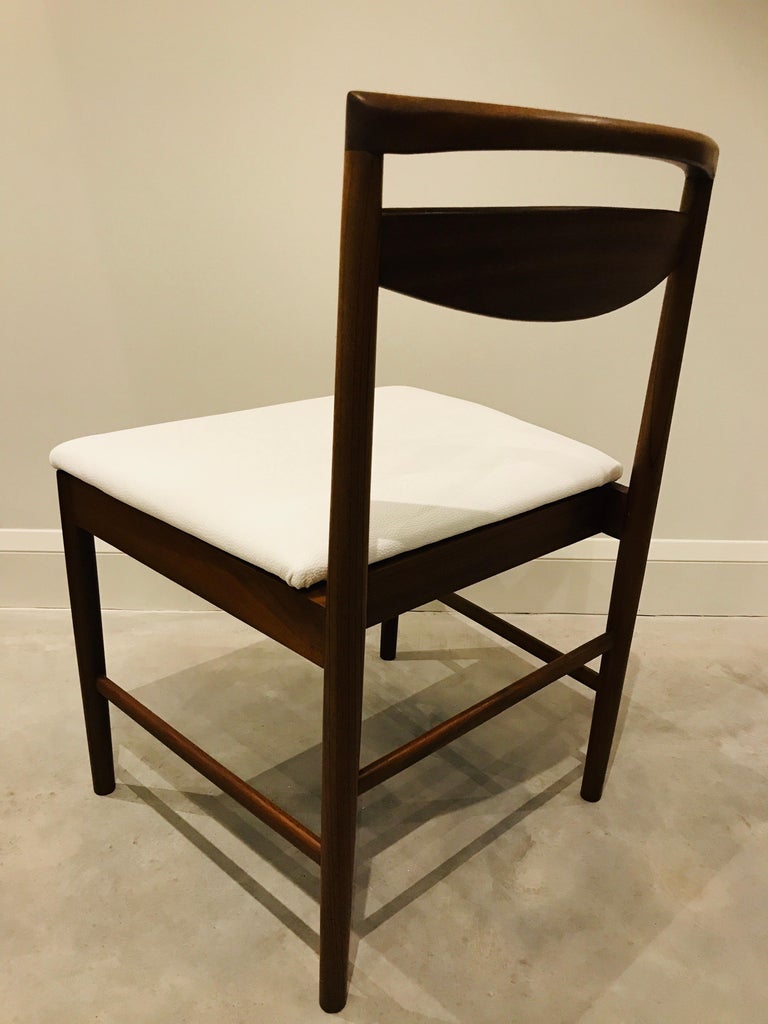 1970 Vintage Teak McIntosh Retro Dining Chairs Upholstered in White ...
