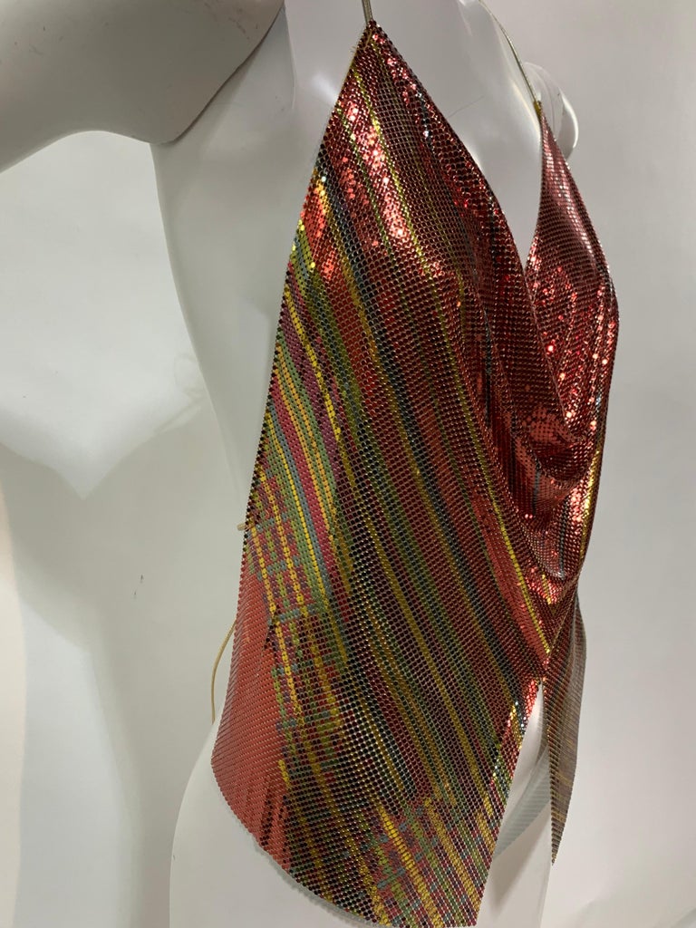 1970 Whiting and Davis Slinky Metal Mesh Disco Halter Top in Copper ...