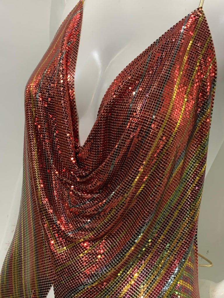1970 Whiting and Davis Slinky Metal Mesh Disco Halter Top in Copper ...