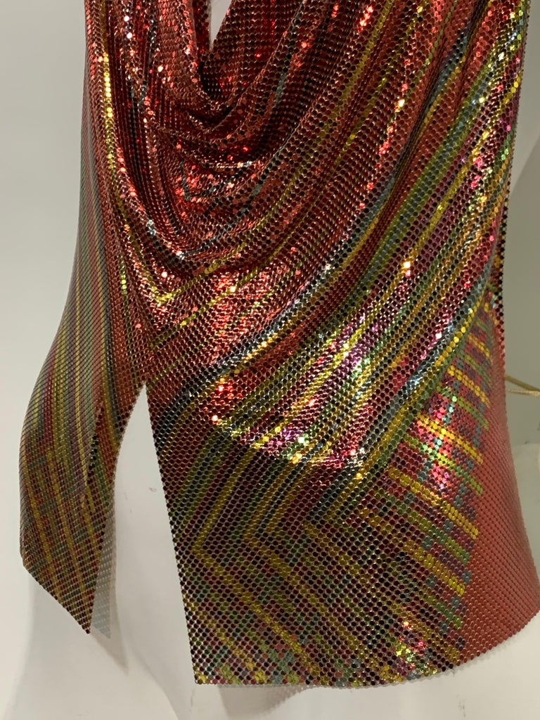 1970 Whiting and Davis Slinky Metal Mesh Disco Halter Top in Copper ...