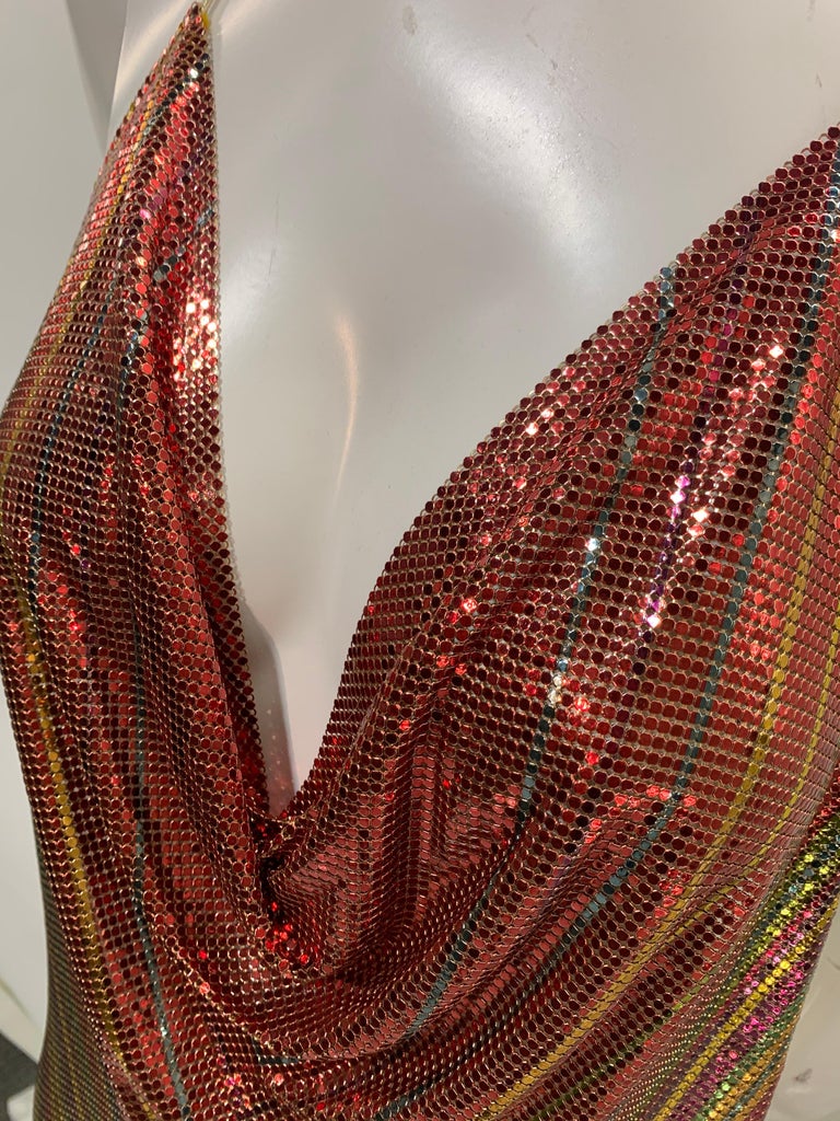 1970 Whiting and Davis Slinky Metal Mesh Disco Halter Top in Copper ...