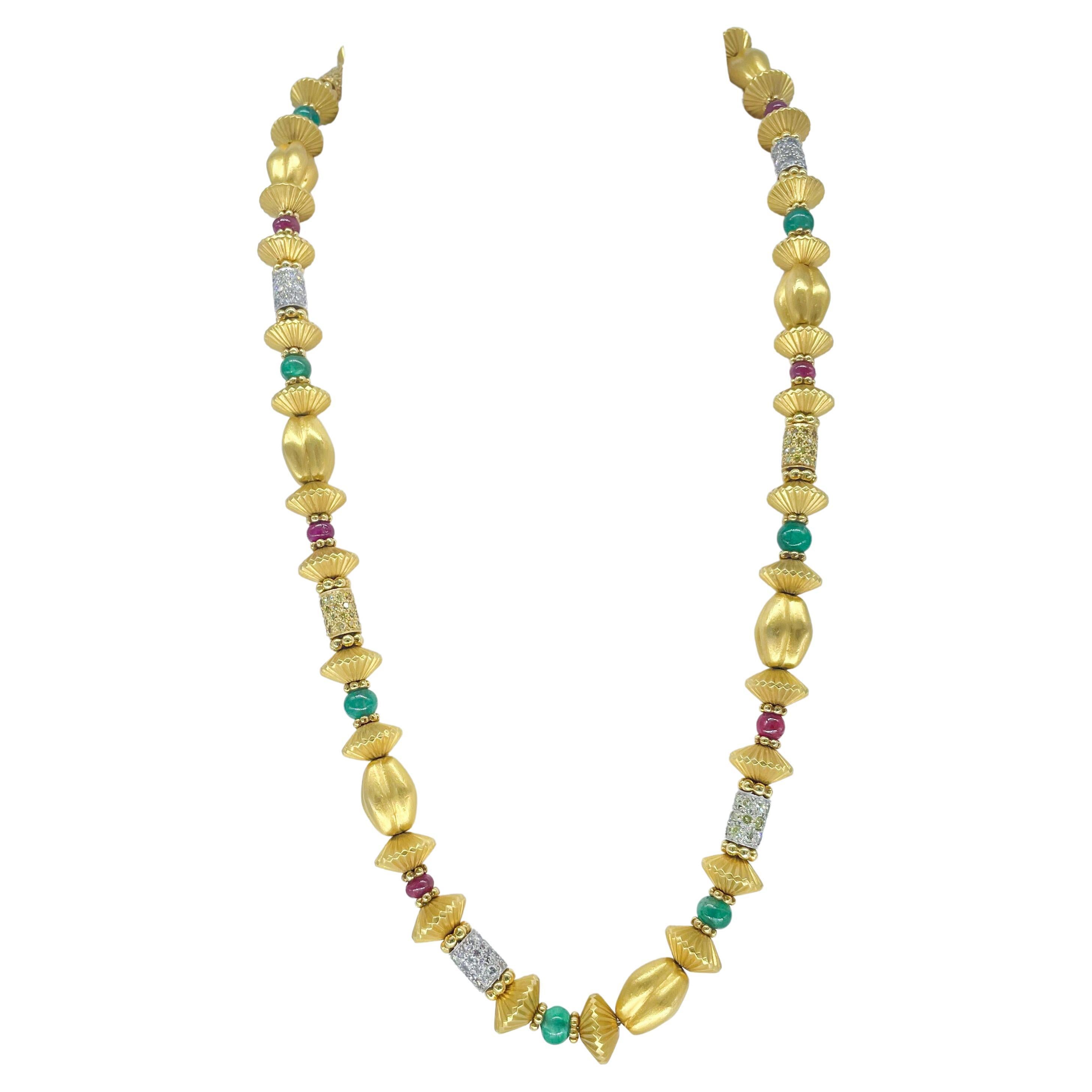 Magnificent Indian Maharajah Style Emerald Ruby Bead Necklace at 1stDibs