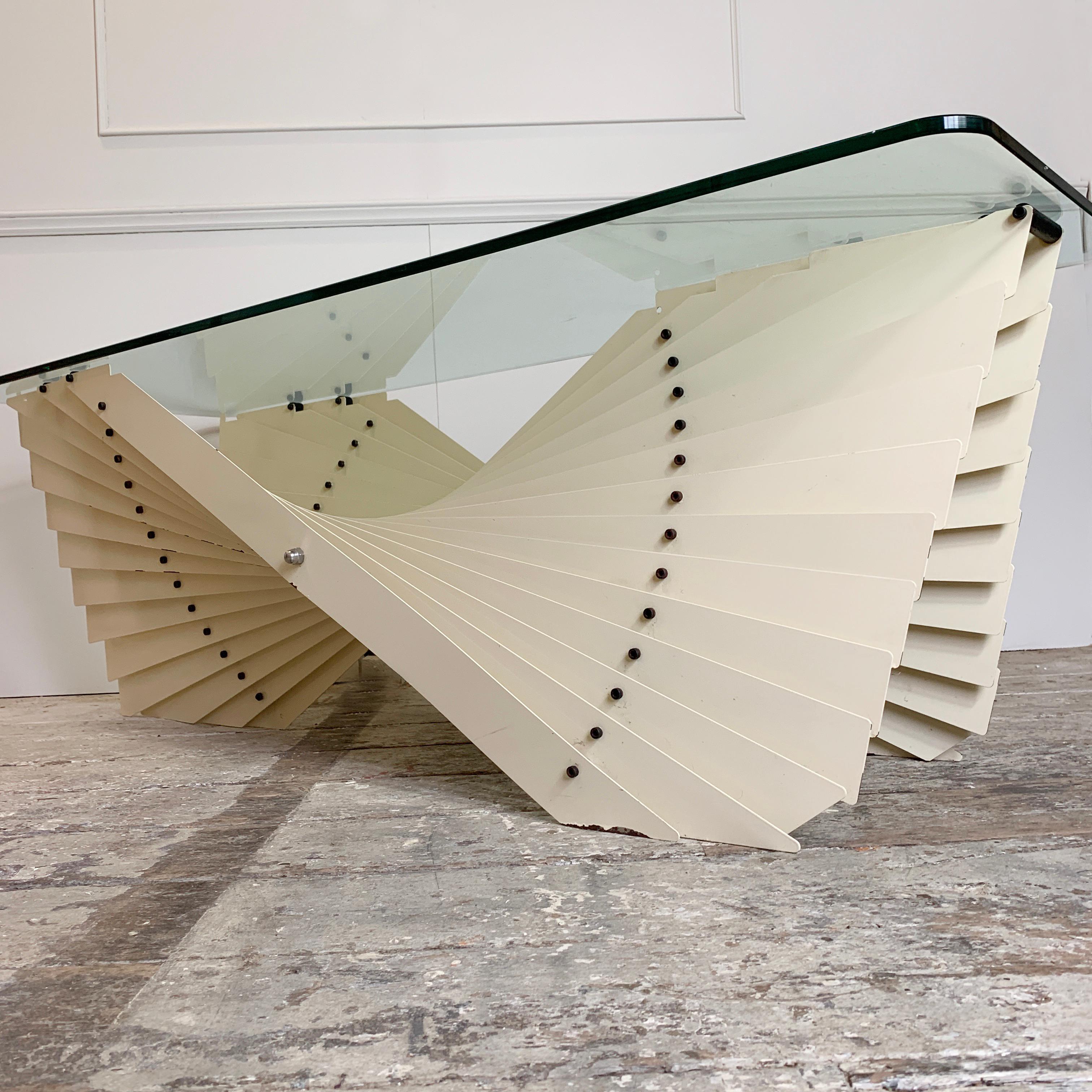 1970s-1980s Italian Origami Metal Coffee Table For Sale at 1stDibs