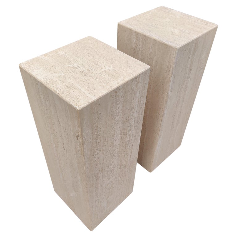 1970s, 80s, Italian Travertine Marble Pair Pedestals End Tables Post ...